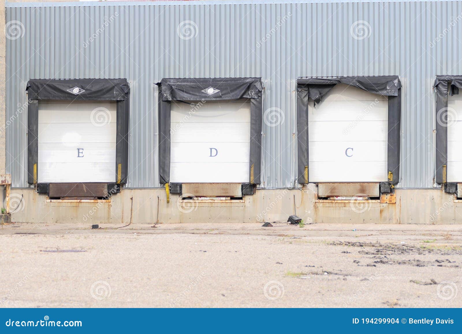Loading Bays with Closed Doors Stock Photo - Image of corrugated ...