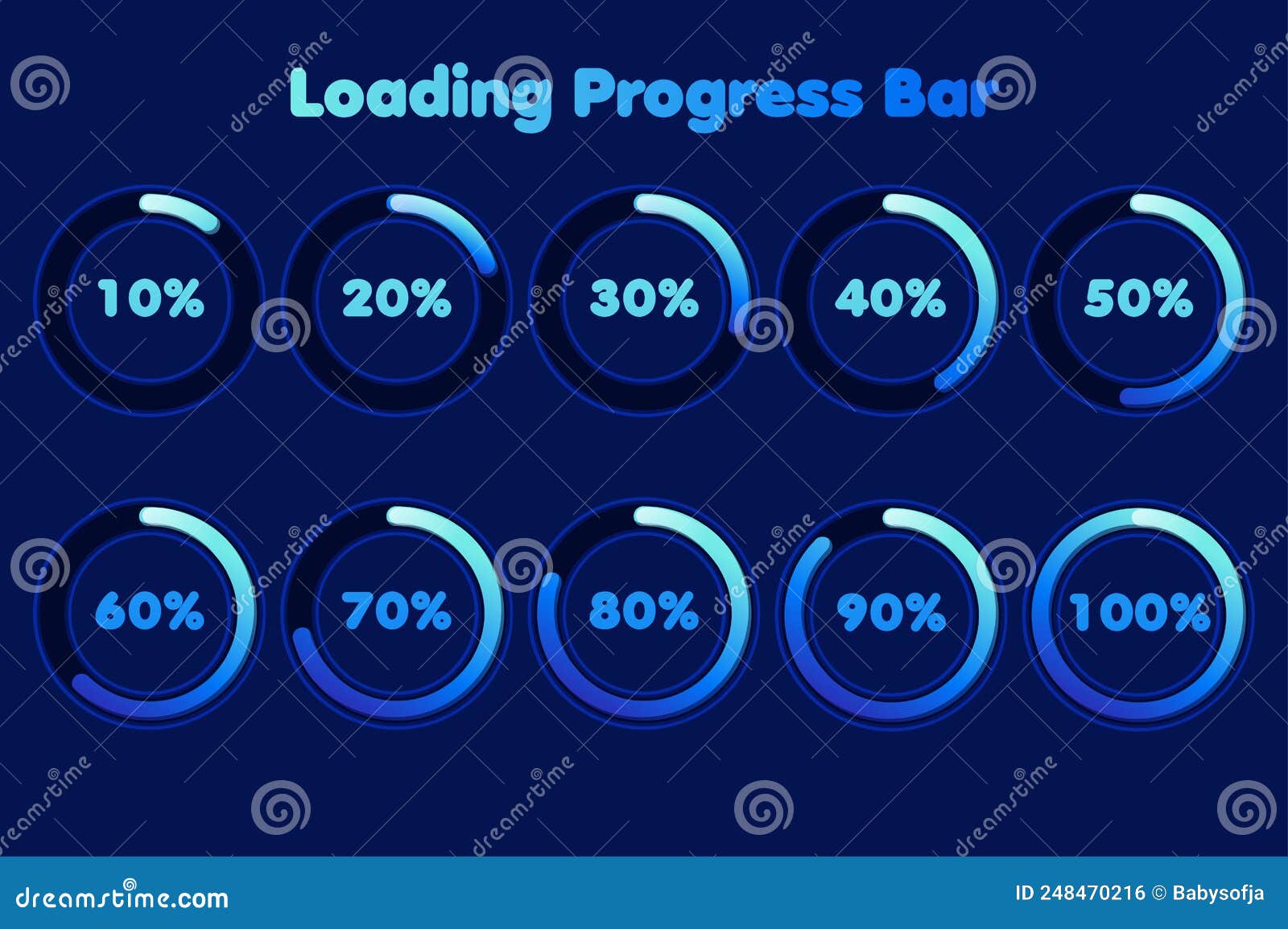 Loading Blue Progress Bar. Circle Loading or Progress Percentage. Stock ...