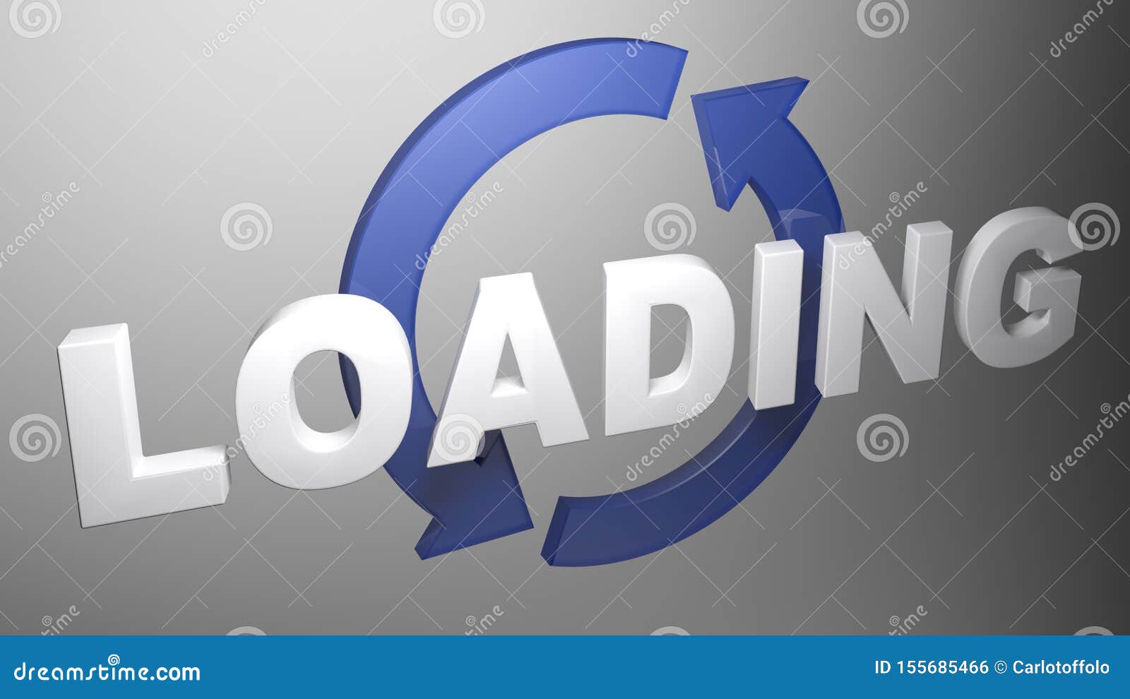 LOADING with Blue Rotating Arrows - 3D Rendering Illustration Stock ...
