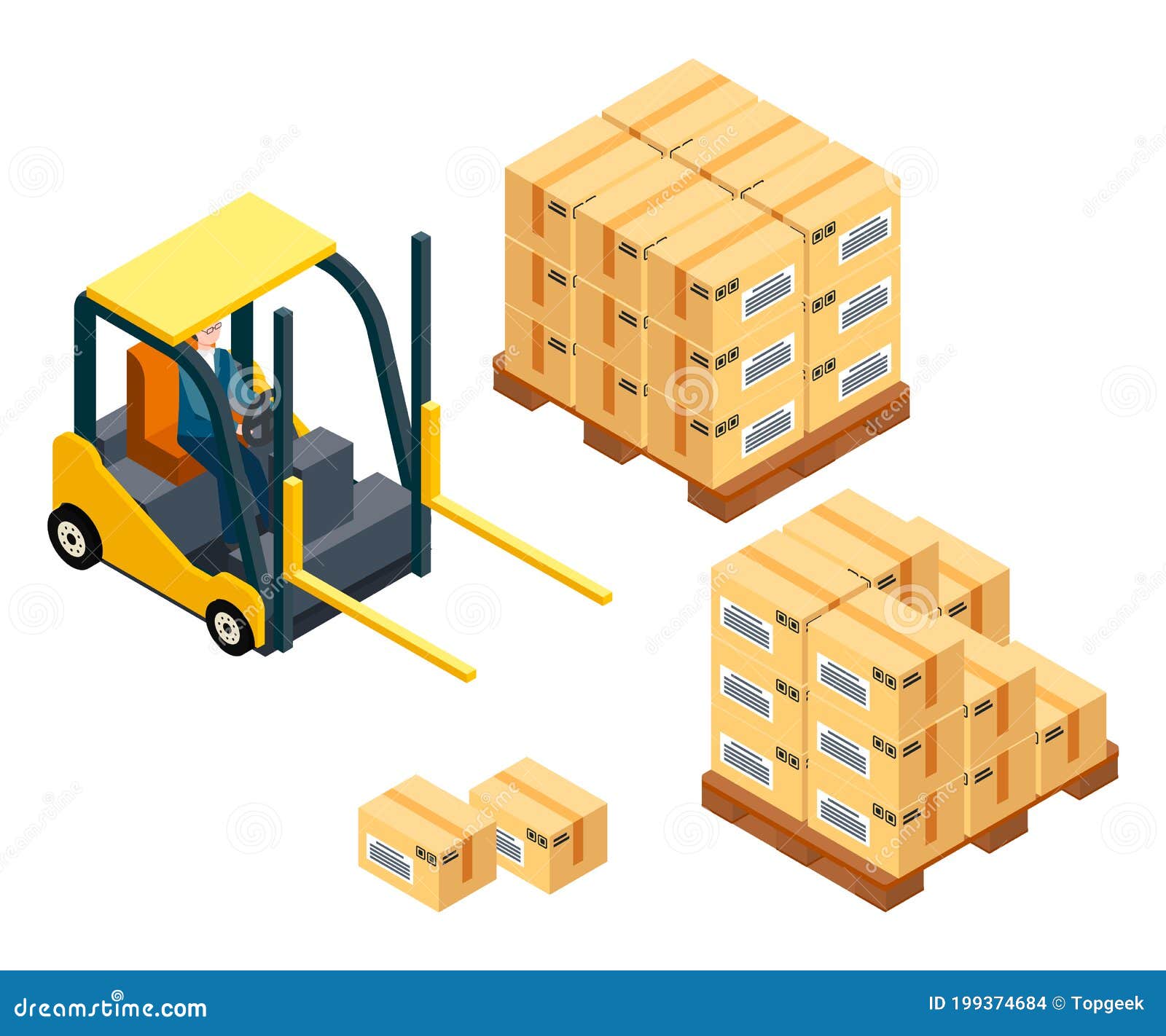 Loading Boxes, Forklift Machine, Vehicle for Loading, Raising Heavy ...
