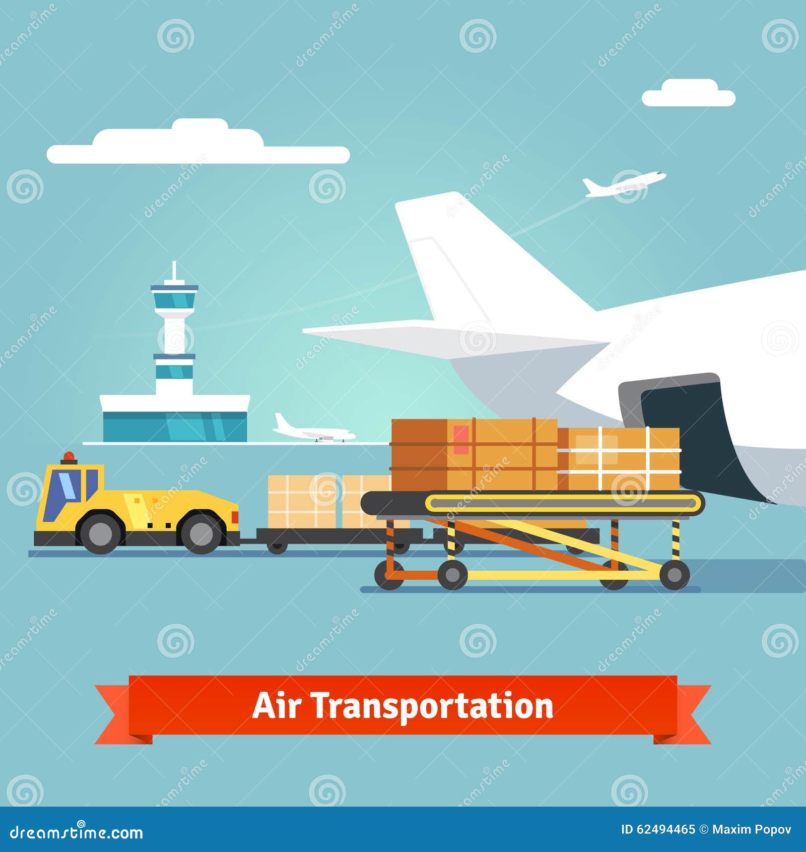 Loading Boxes To Flight Aircraft Stock Vector - Illustration of ...