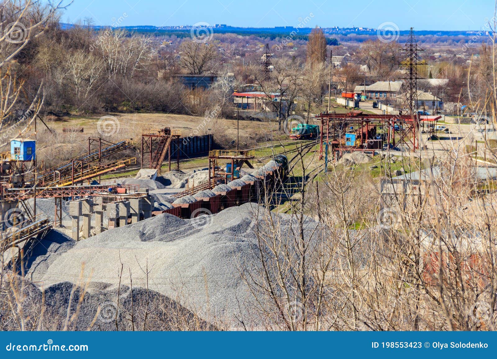 Loading Breakstone into Freight Train in Granite Quarry Stock Image ...