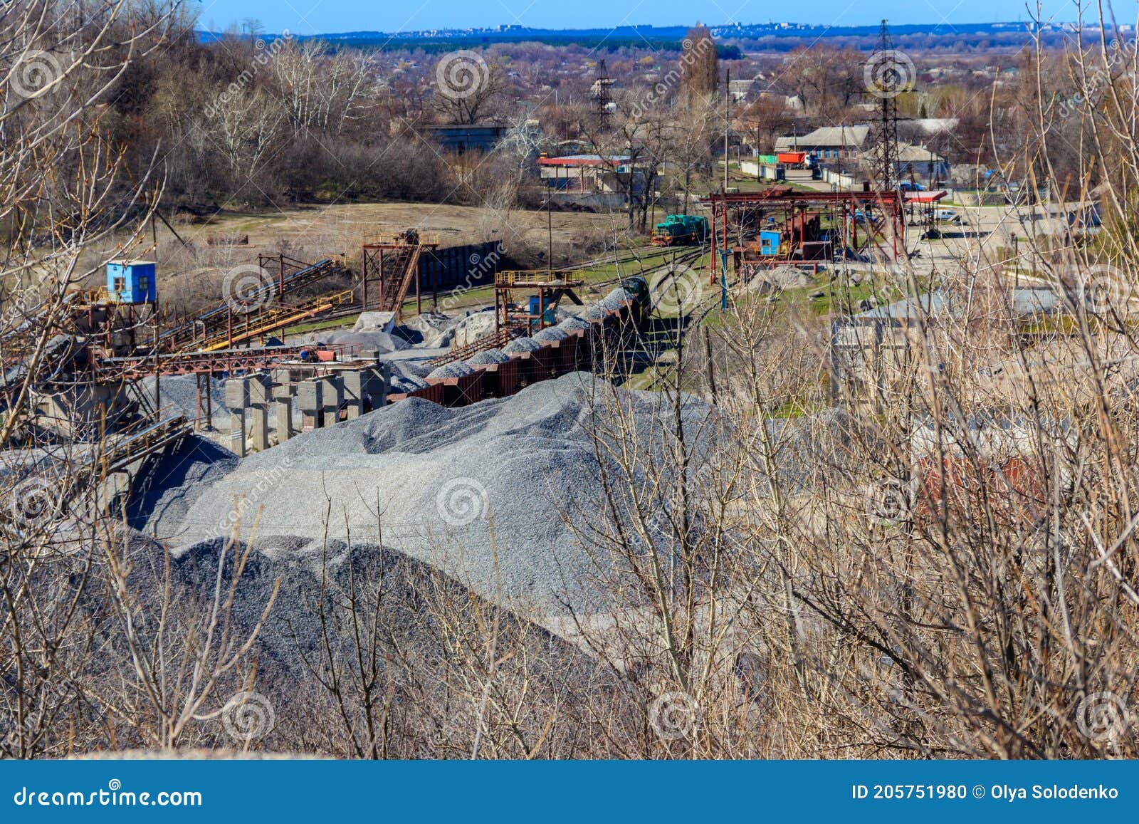 Loading Breakstone into Freight Train in Granite Quarry Stock Photo ...