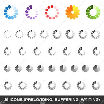 Loading and Buffering Icon Set. Preloaders Stock Vector - Illustration ...