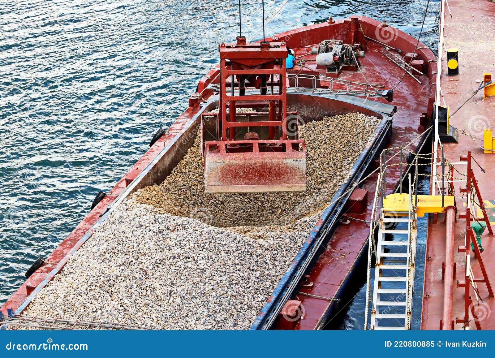 Loading Bulk Cargo of Limestone from Barges into a Bulk Carrier by ...