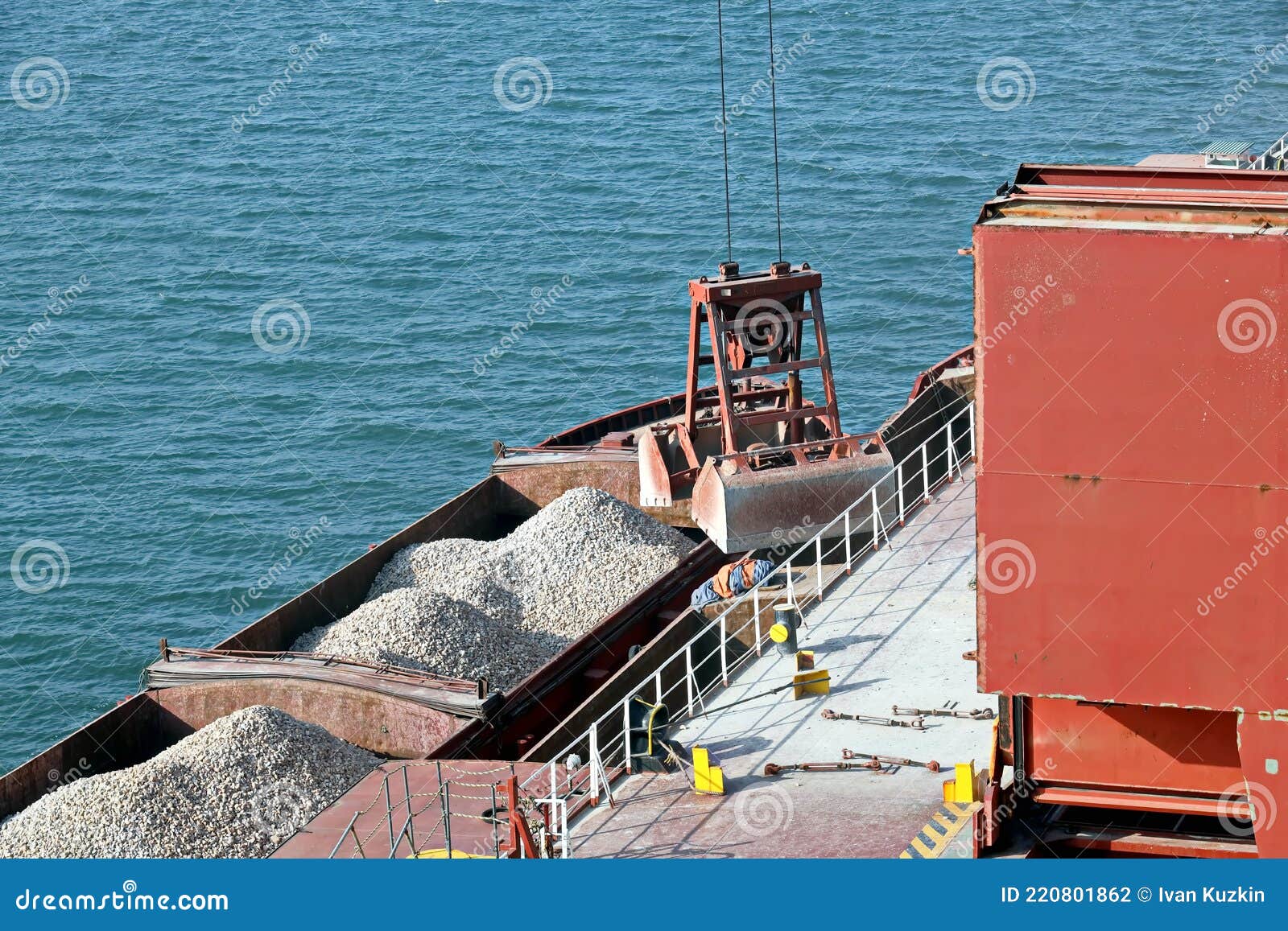 Loading Bulk Cargo of Limestone from Barges into a Bulk Carrier by ...