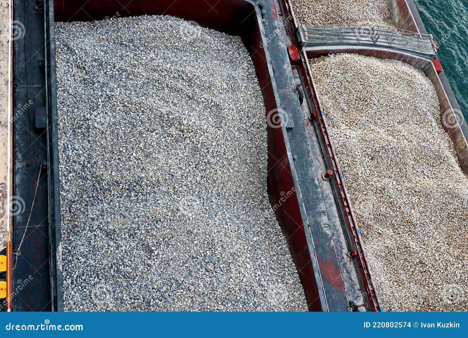 Loading Bulk Cargo of Limestone from Barges into a Bulk Carrier by ...
