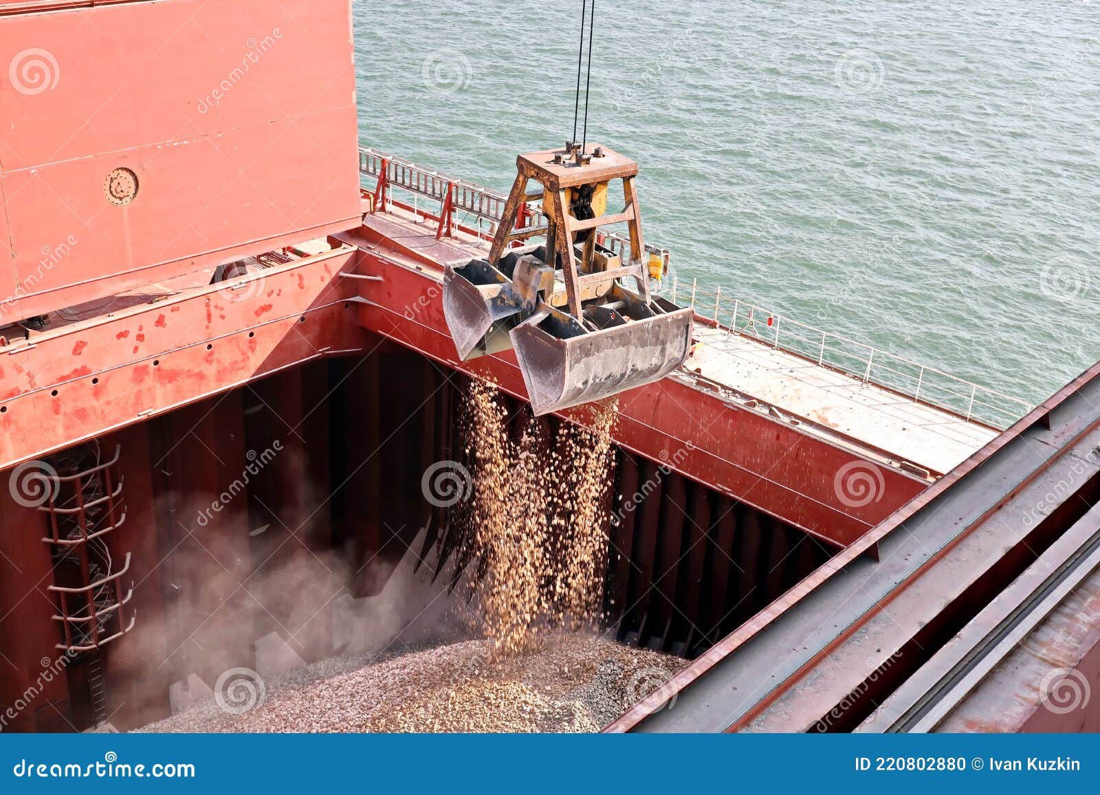 Loading Bulk Cargo of Limestone from Barges into a Bulk Carrier by ...