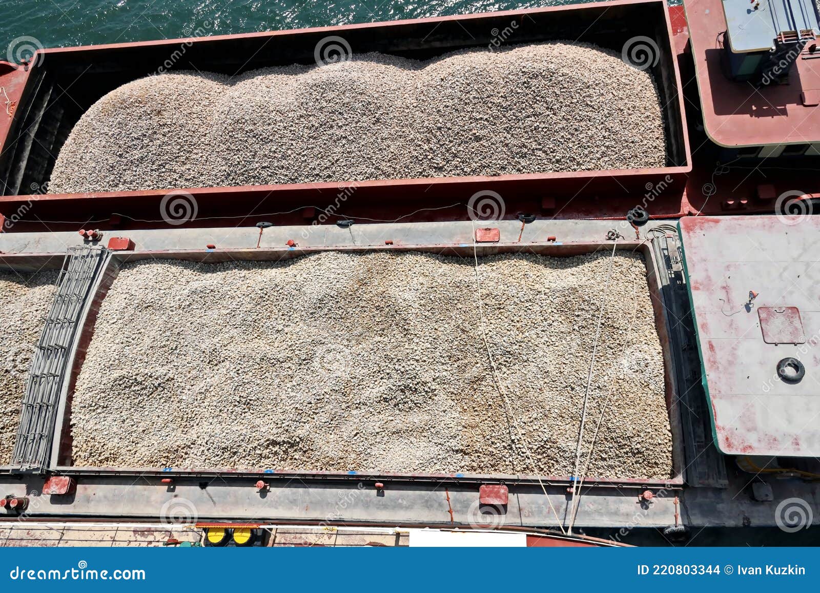 Loading Bulk Cargo of Limestone from Barges into a Bulk Carrier by ...