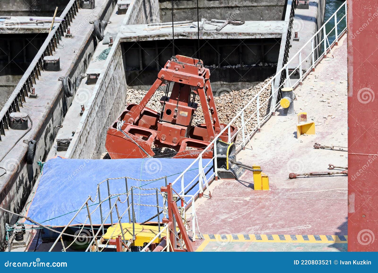 Loading Bulk Cargo of Limestone from Barges into a Bulk Carrier by ...