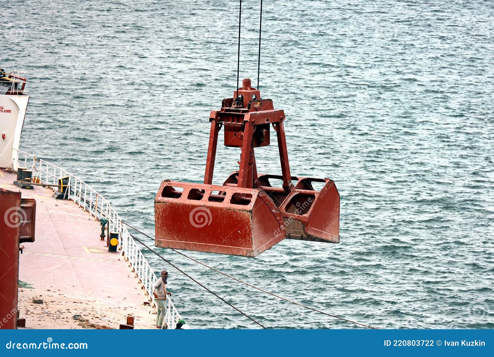 Loading Bulk Cargo of Limestone from Barges into a Bulk Carrier by ...