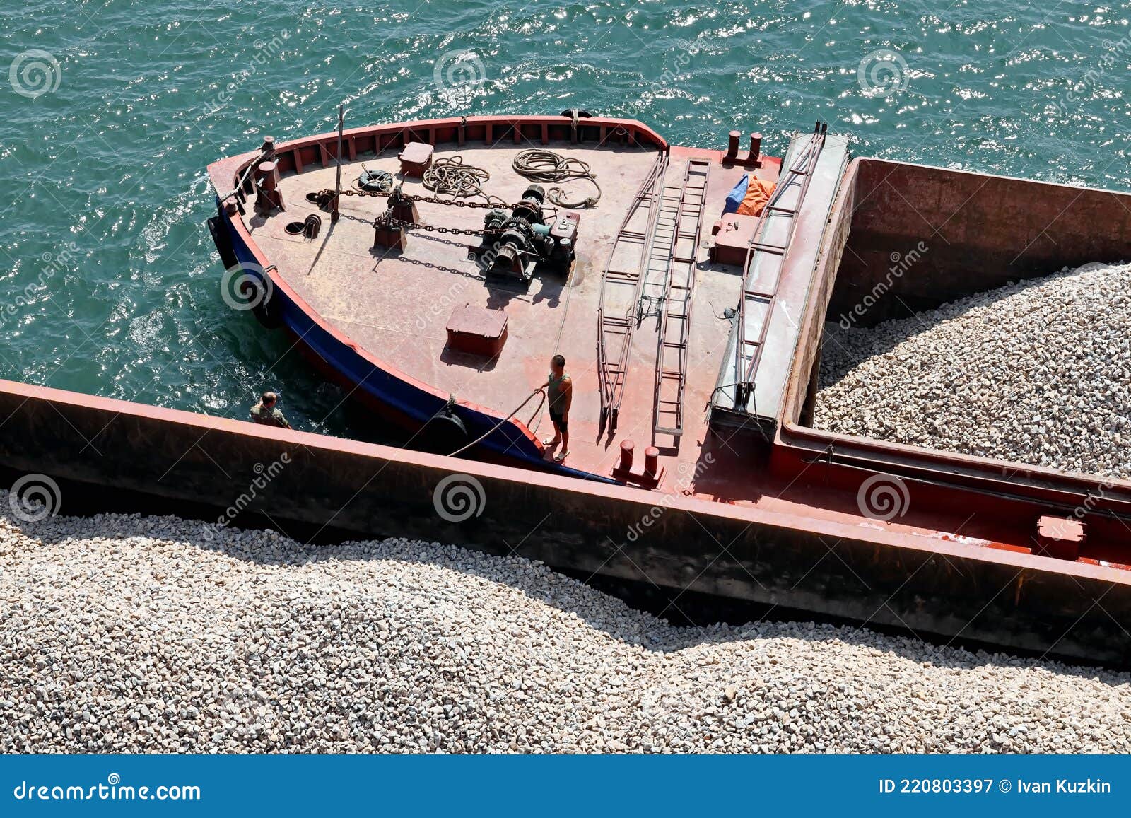 Loading Bulk Cargo of Limestone from Barges into a Bulk Carrier by ...