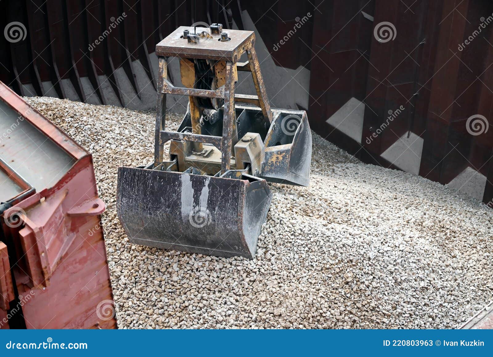 Loading Bulk Cargo of Limestone from Barges into a Bulk Carrier by ...