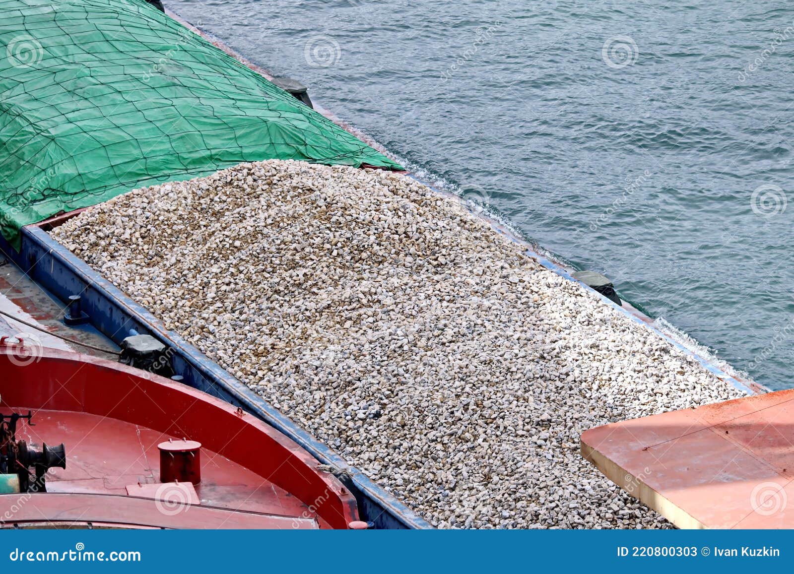 Loading Bulk Cargo of Limestone from Barges into a Bulk Carrier by ...