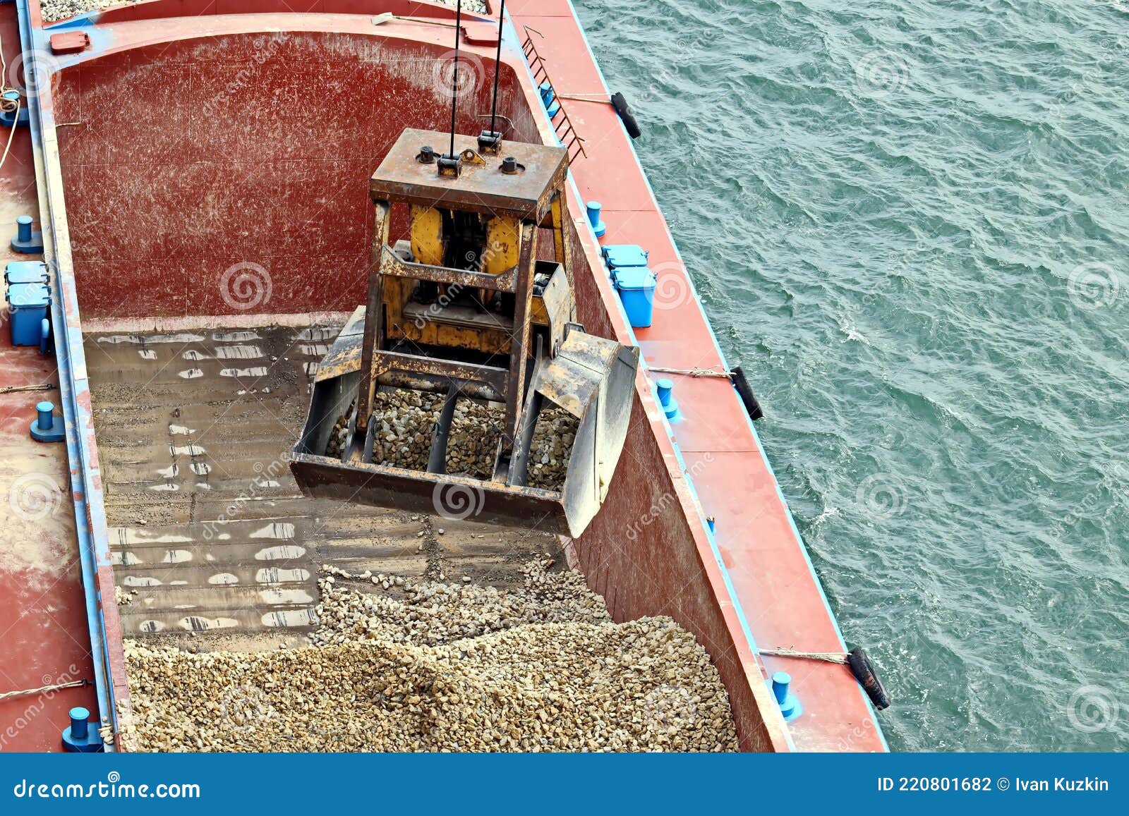 Loading Bulk Cargo of Limestone from Barges into a Bulk Carrier by ...
