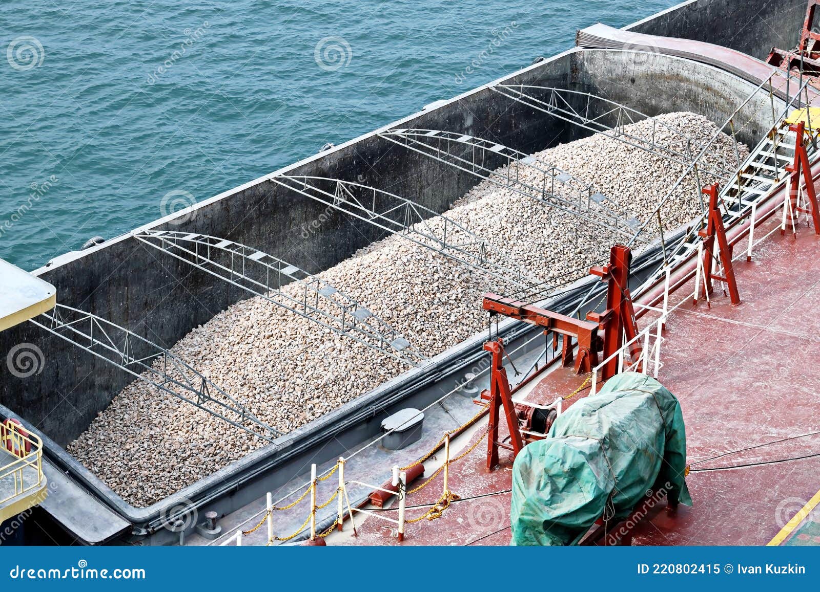 Loading Bulk Cargo of Limestone from Barges into a Bulk Carrier by ...