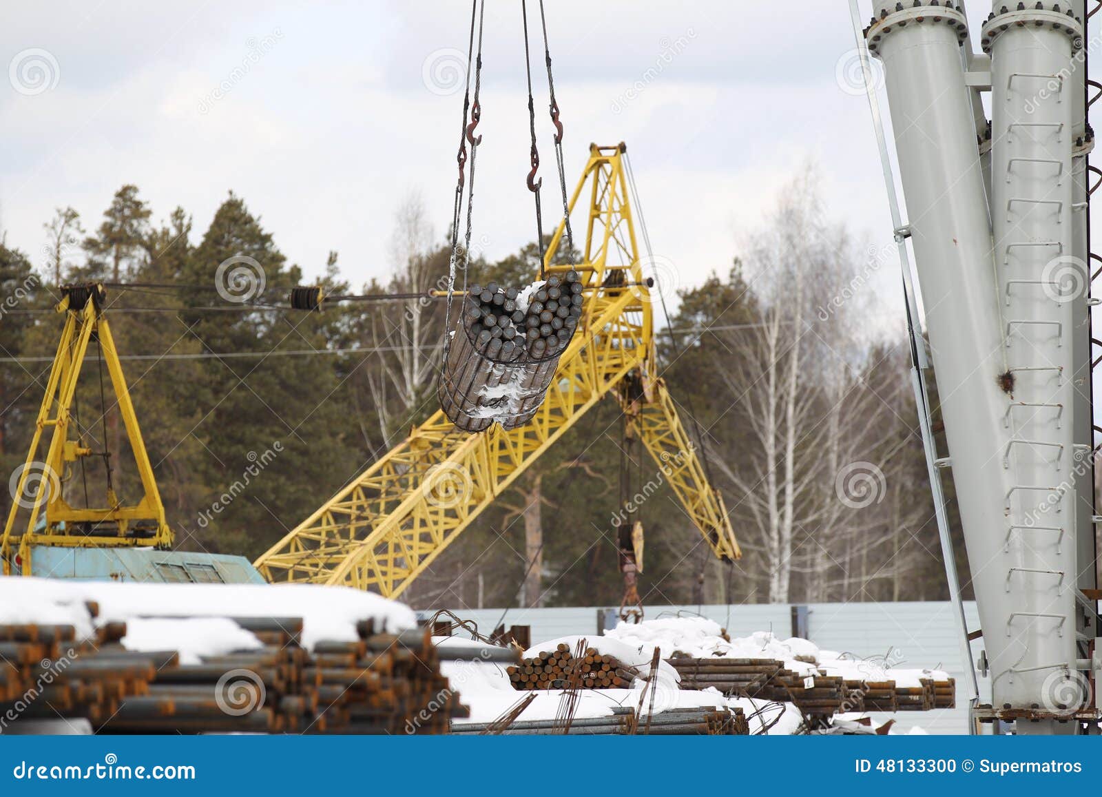 Loading Bundles of Rolled Metal Stock Photo - Image of warehouse ...