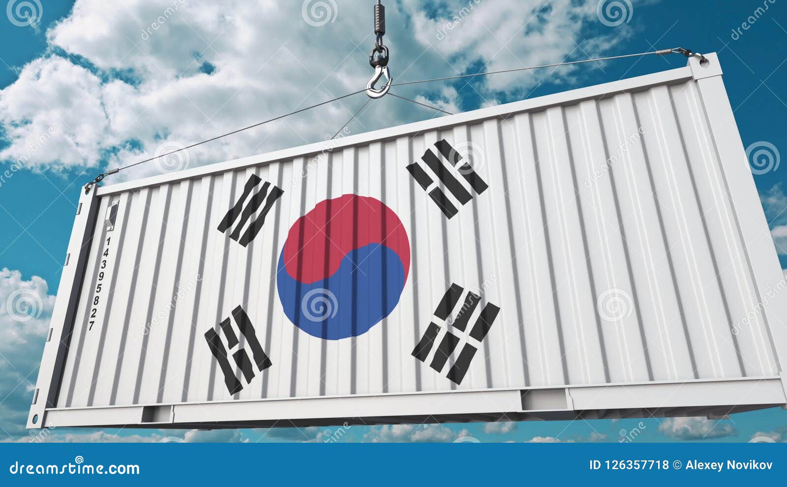 Cargo Container with Flag of South Korea. Korean Import or Export ...