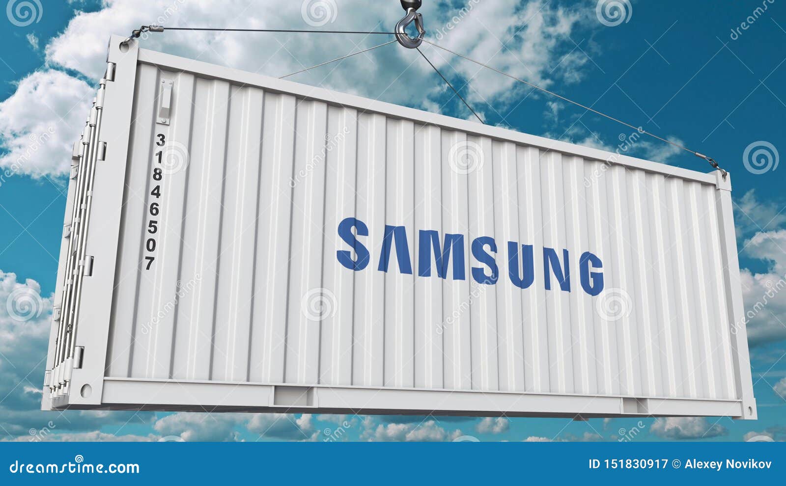 Loading Cargo Container with Samsung Logo. Editorial 3D Rendering ...