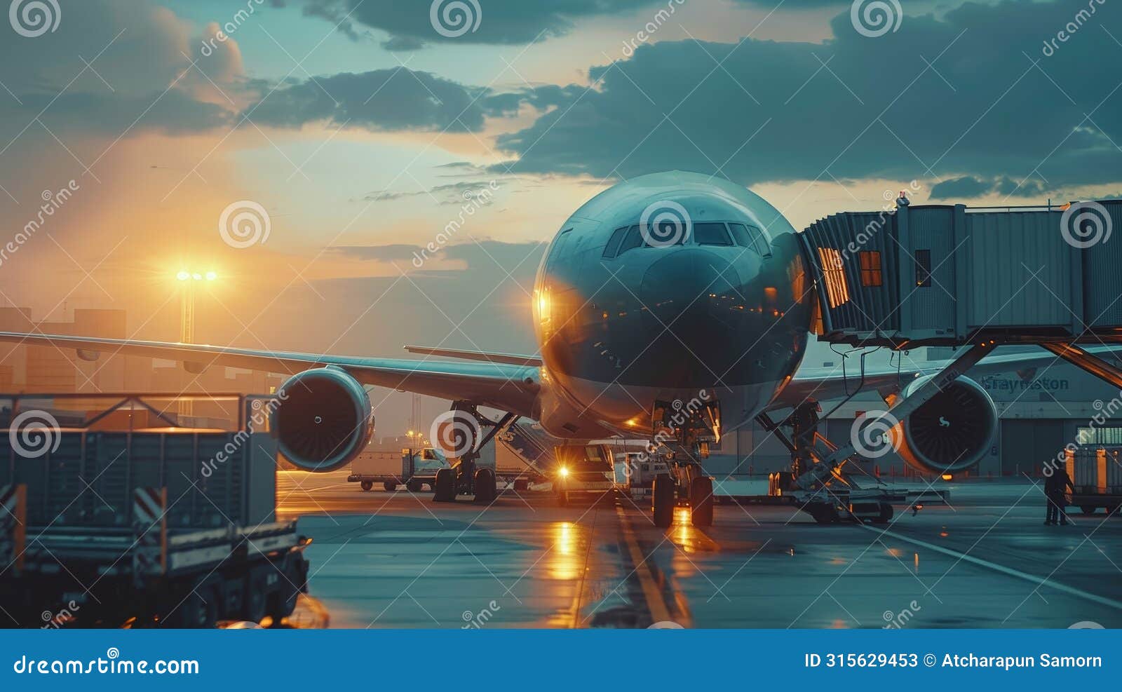 Loading of Cargo Containers To Cargo Plane at Airport and Ground Staff ...