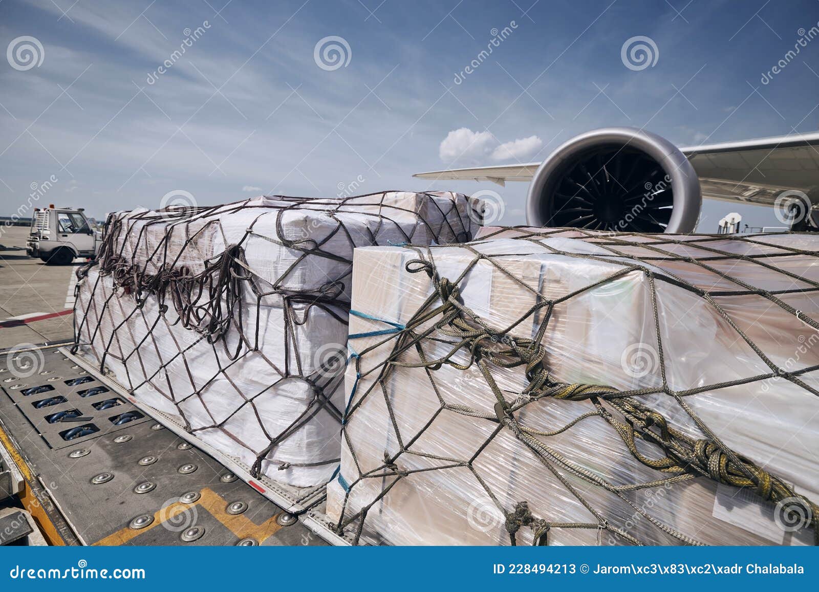 Loading of Cargo Containers To Plane at Airport Stock Image - Image of ...