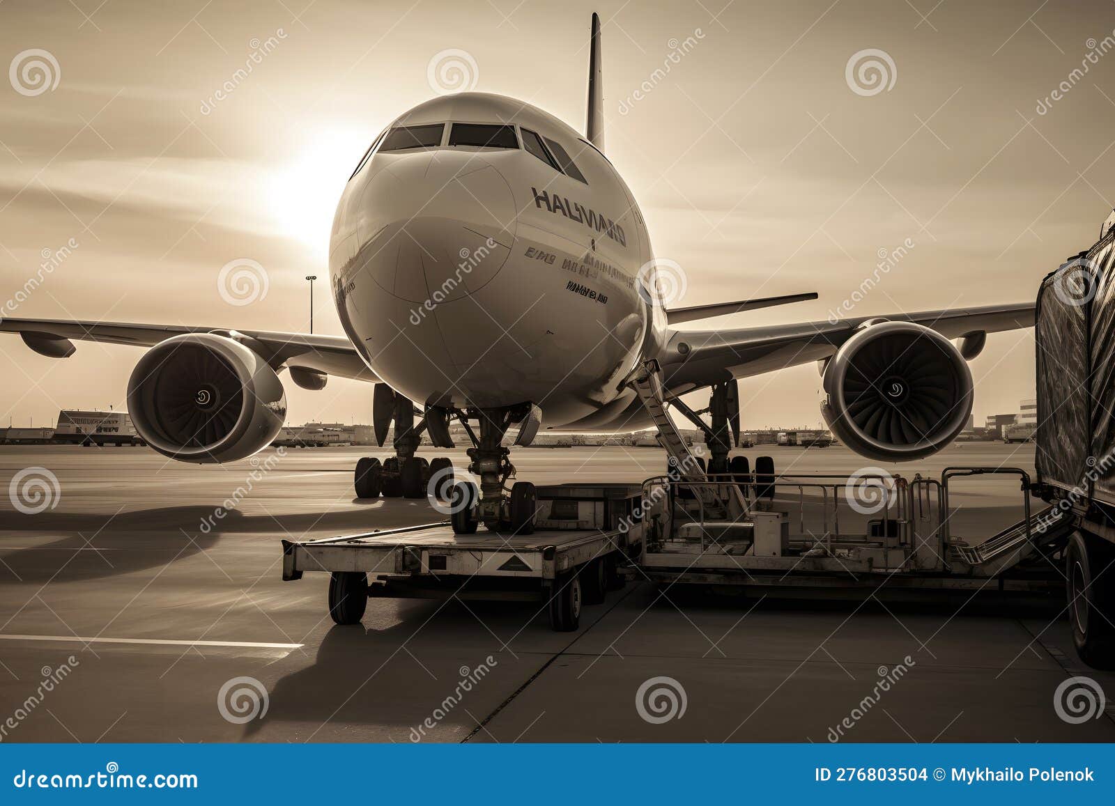 Loading Cargo Outside Cargo Plane. Neural Network AI Generated Stock ...