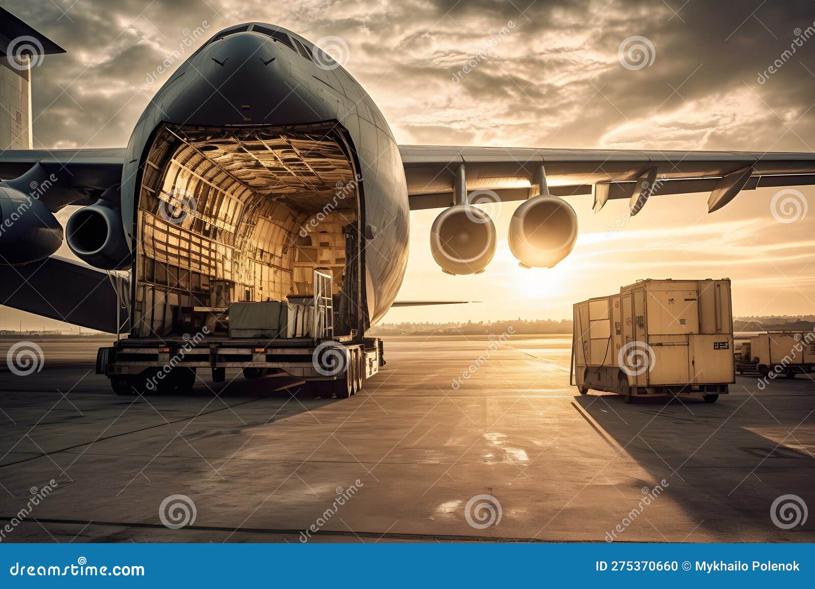 Loading Cargo Outside Cargo Plane. Neural Network AI Generated Stock ...