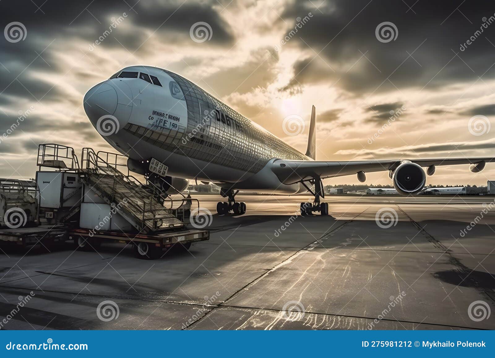 Loading Cargo Outside Cargo Plane. Neural Network AI Generated Stock ...