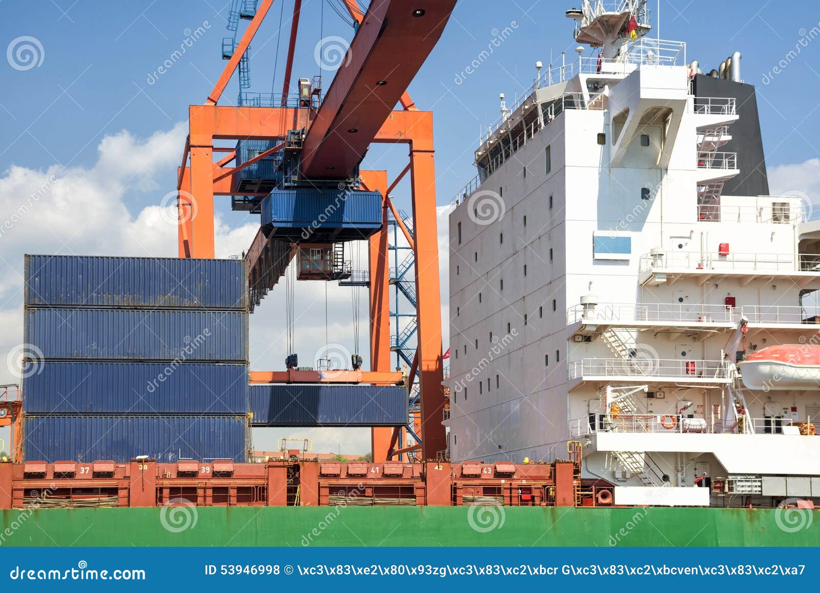 Loading Cargo on a Ship stock photo. Image of stacked - 53946998