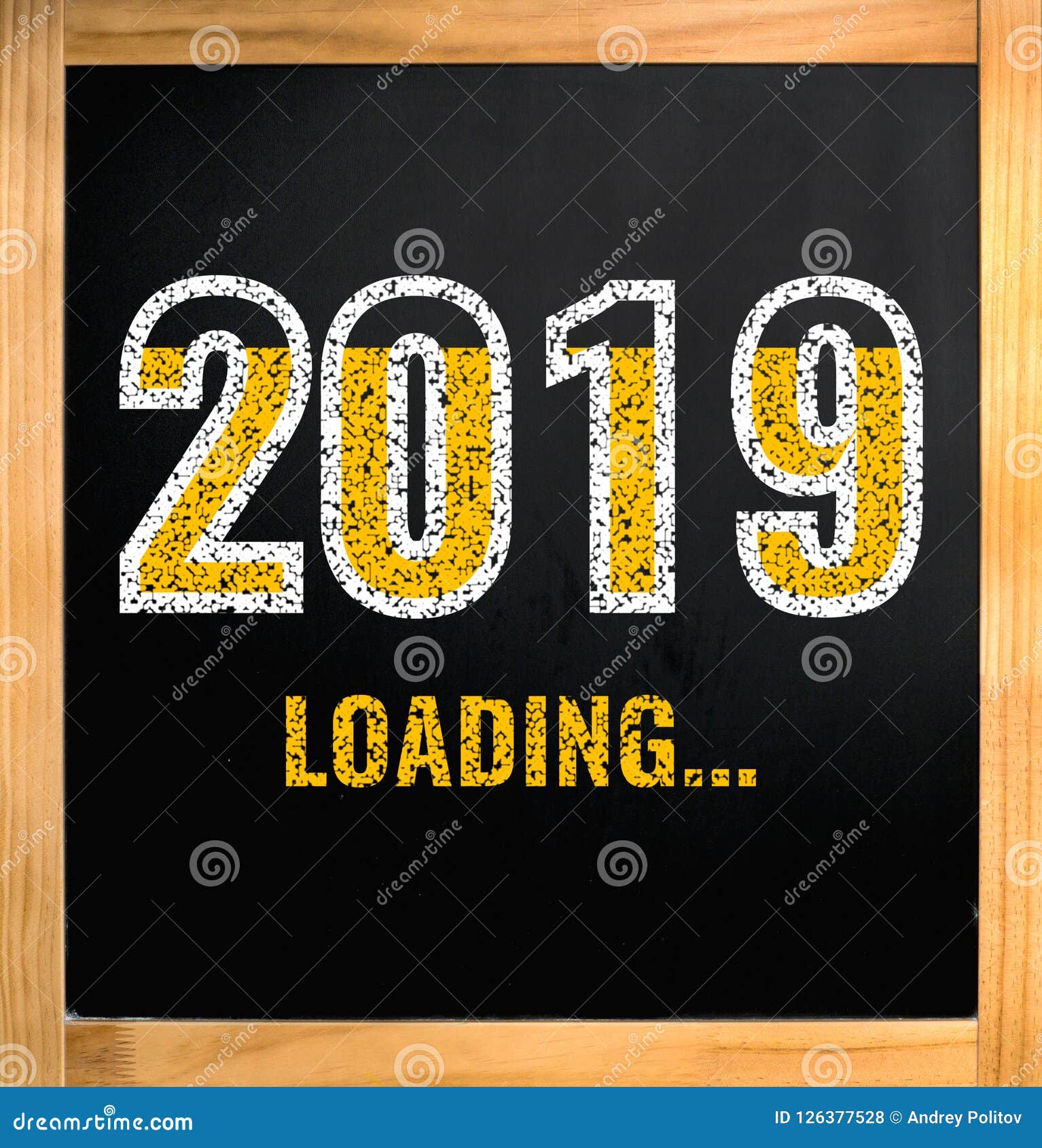 2019 Loading, Chalk Drawing on Black Board Stock Illustration ...