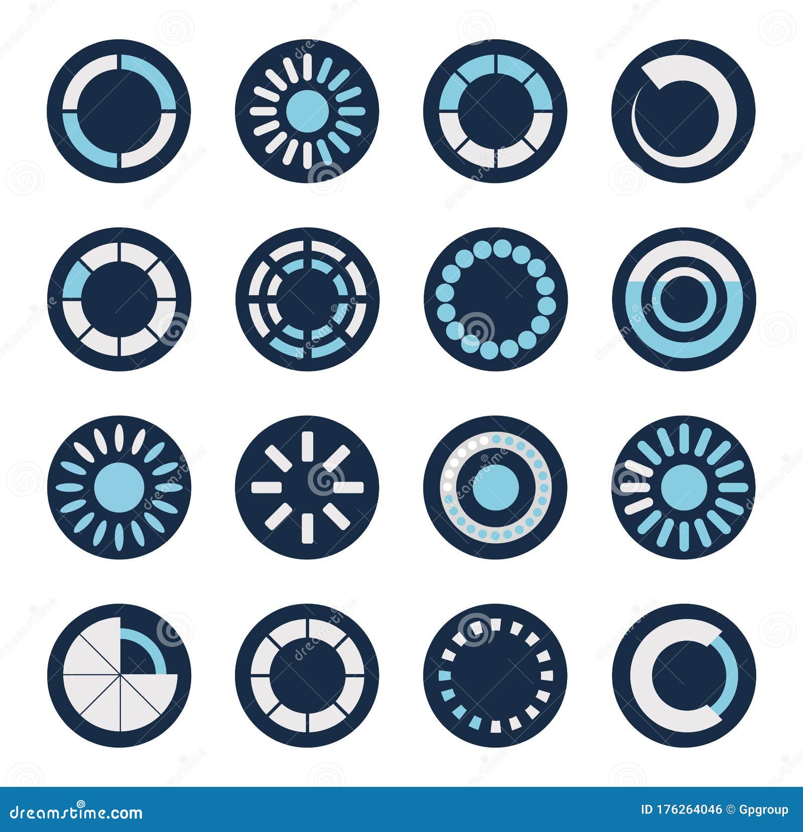 Loading Circles. User Interface Design Objects Buffering Process Upload ...