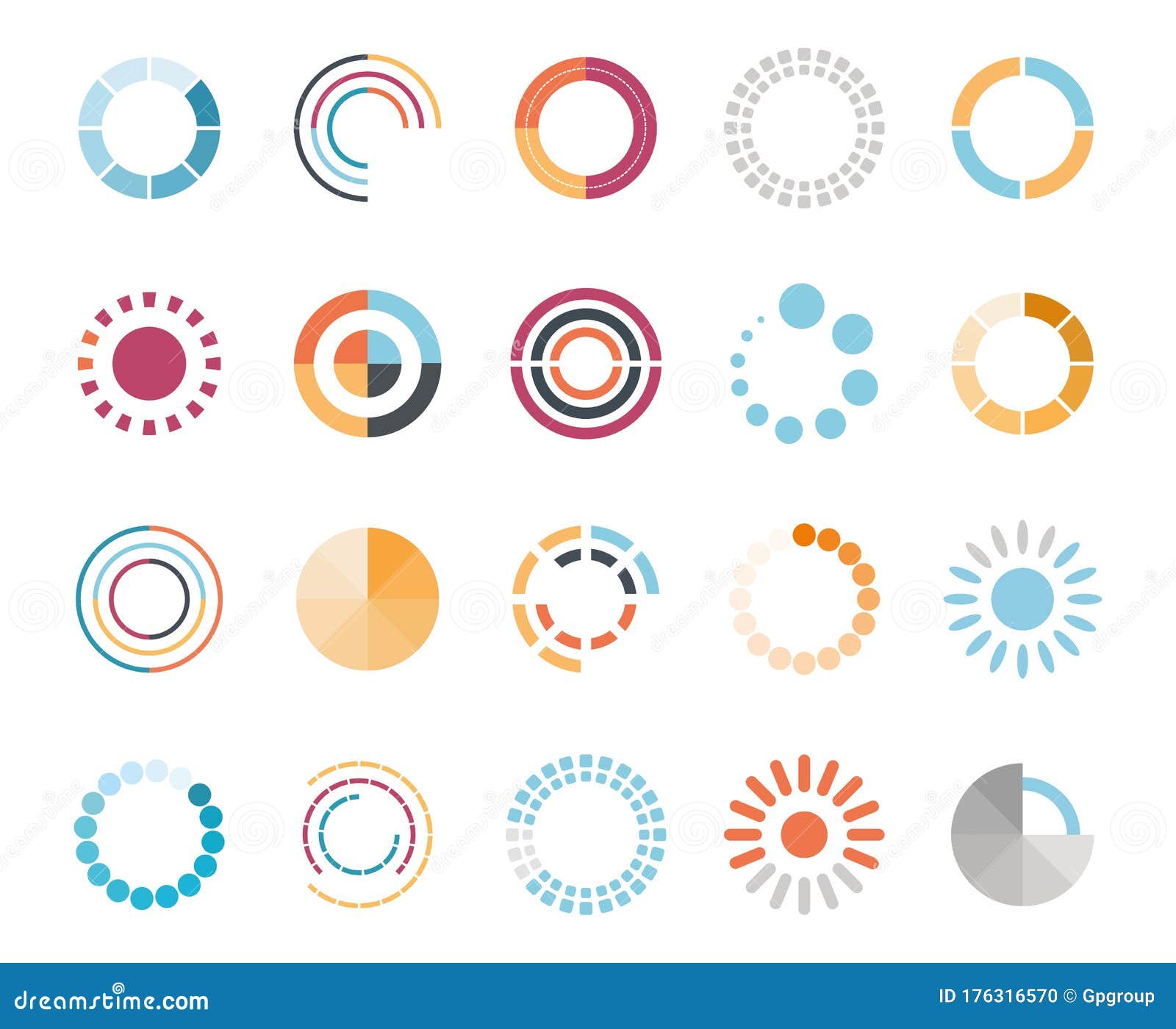 Loading Circles. User Interface Design Objects Buffering Process Upload ...