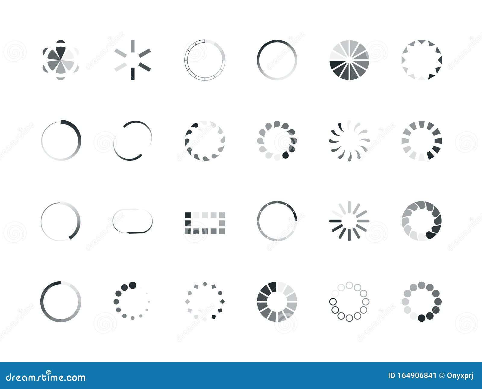 Loading Circles. User Interface Design Objects Buffering Process Upload Percent Elements ...