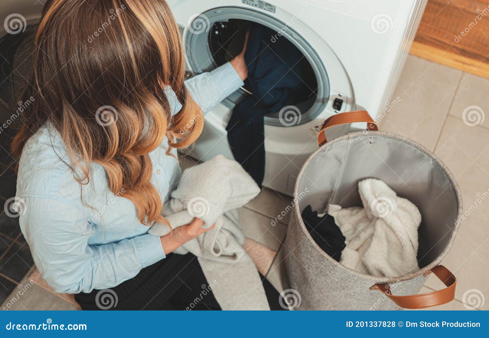 Loading Clothes into Washing Machine Stock Photo - Image of domestic ...