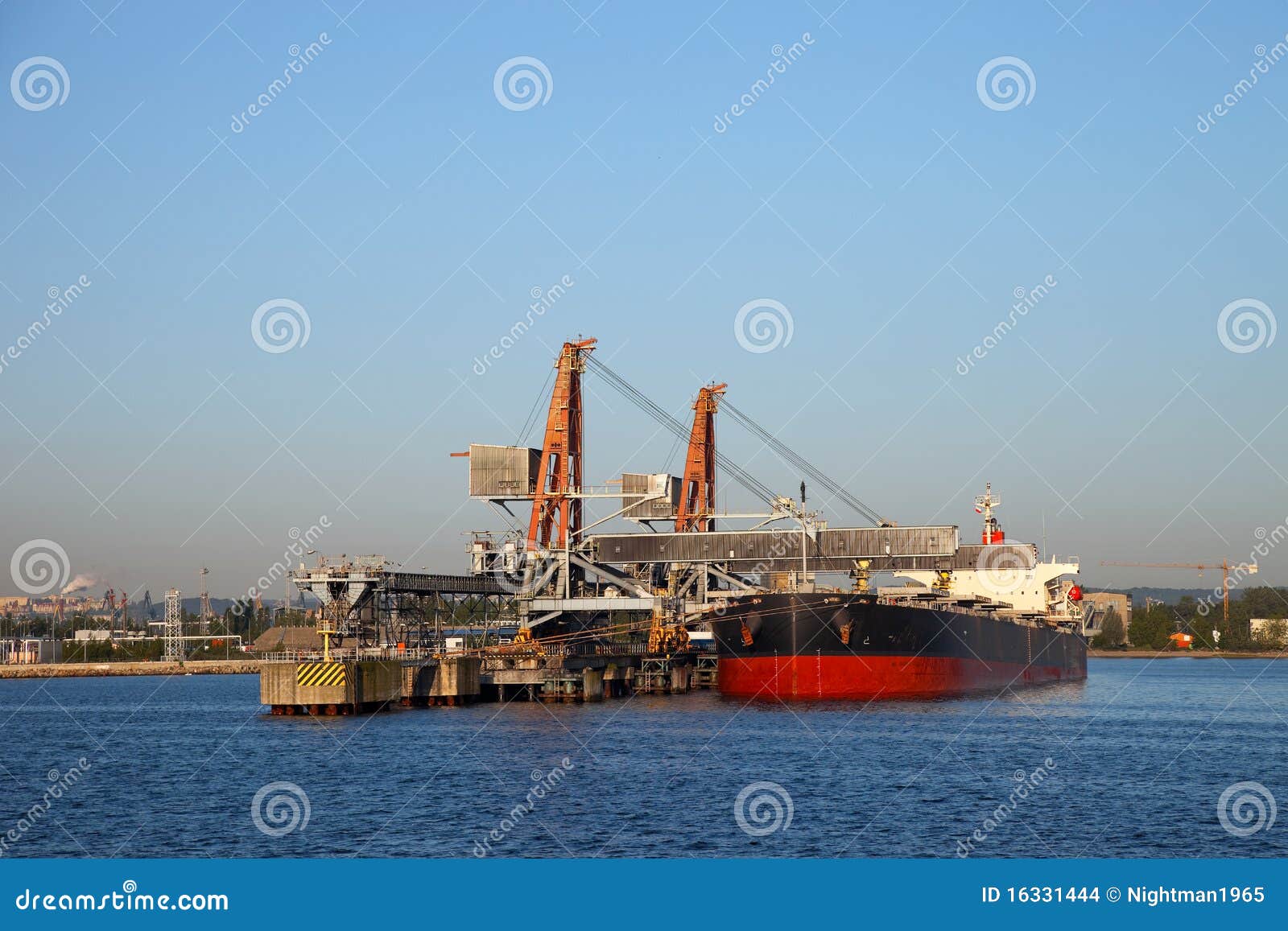 Loading of coal on ship stock photo. Image of freighter - 16331444