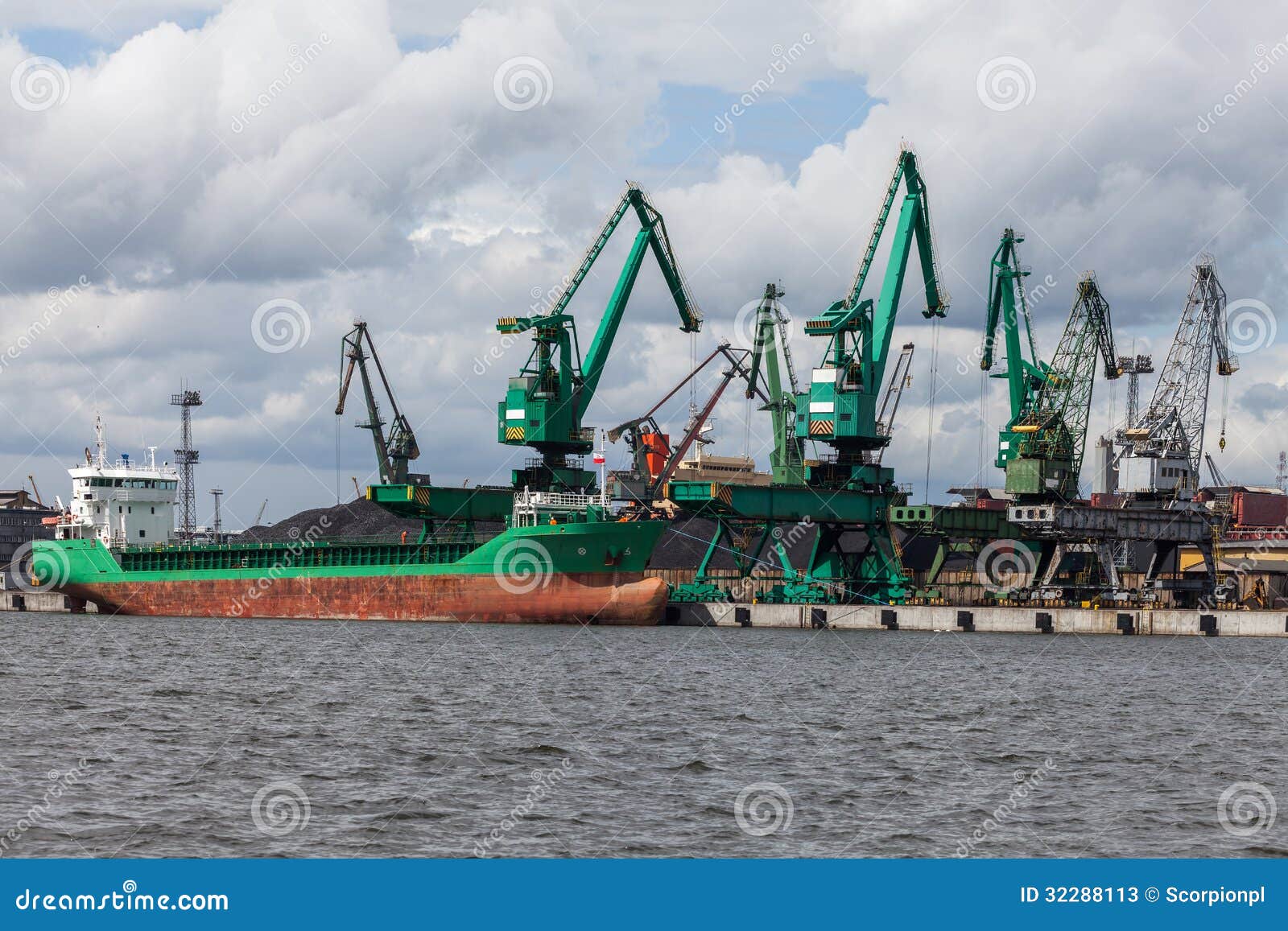 Loading of Coal on Ship in Port of Gdynia Stock Image - Image of large ...