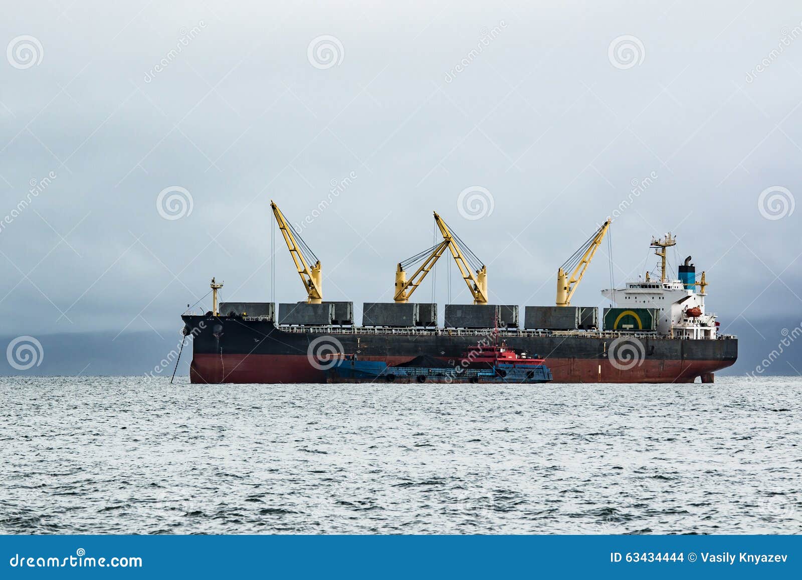 Loading coal ship raid. stock photo. Image of boat, industry - 63434444