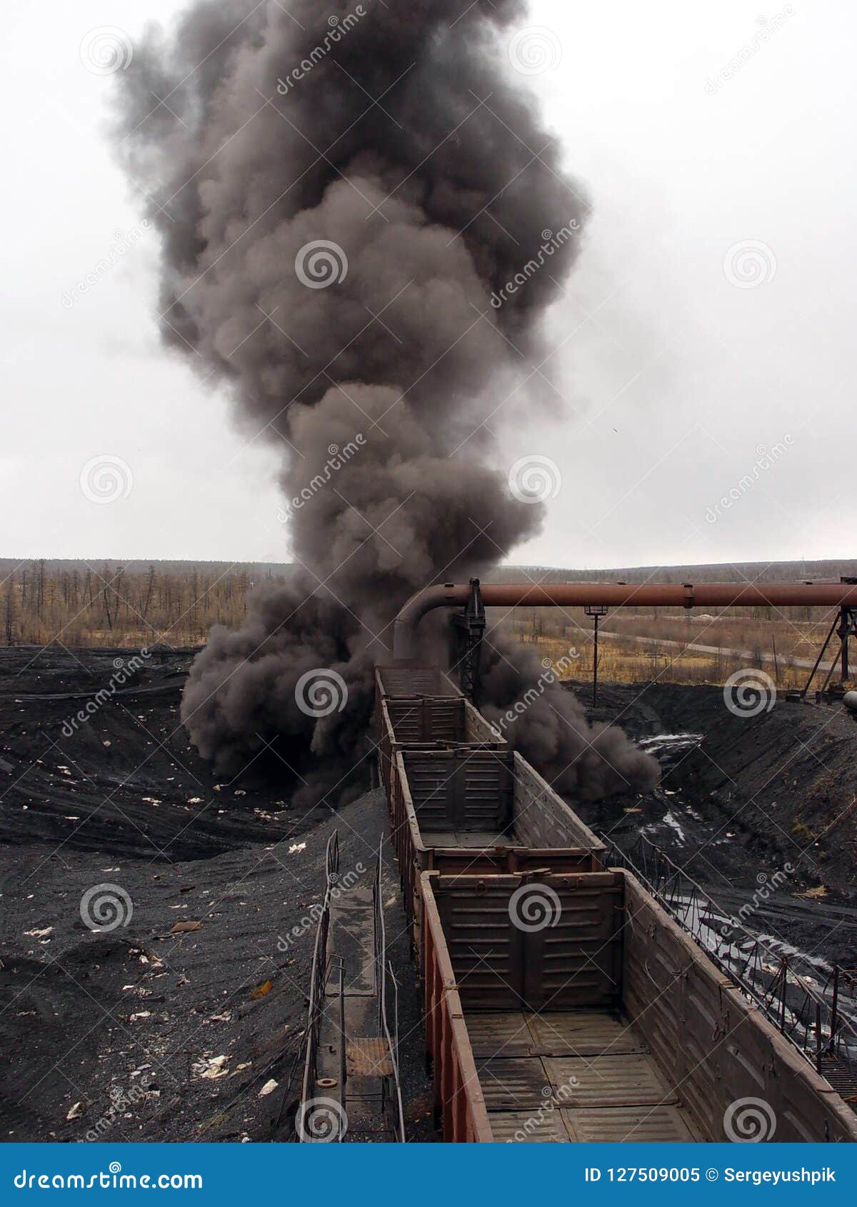 Loading of Coal into Wagons at the Processing Plant Stock Image - Image ...