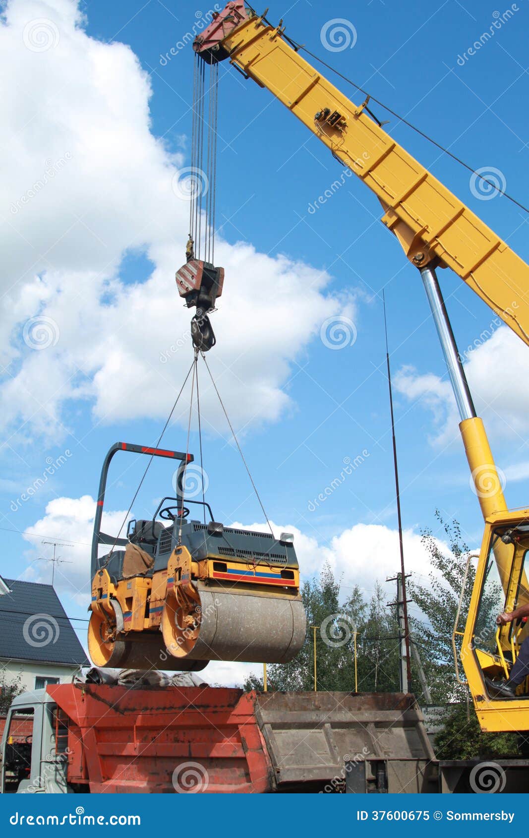 Loading Compactor on the Transportation Machine Stock Image - Image of ...