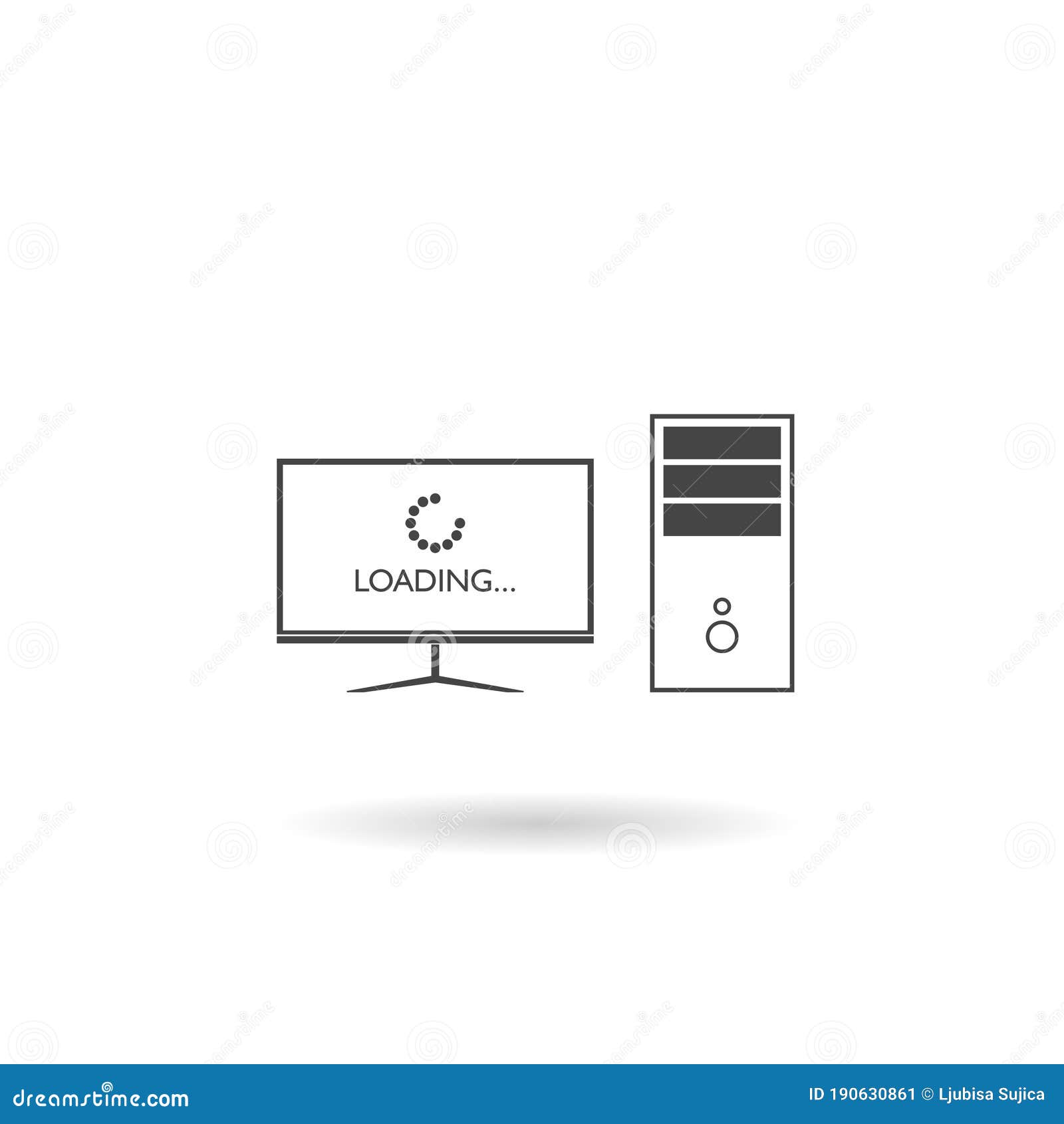 Loading Computer Update Icon with Shadow Stock Vector - Illustration of ...