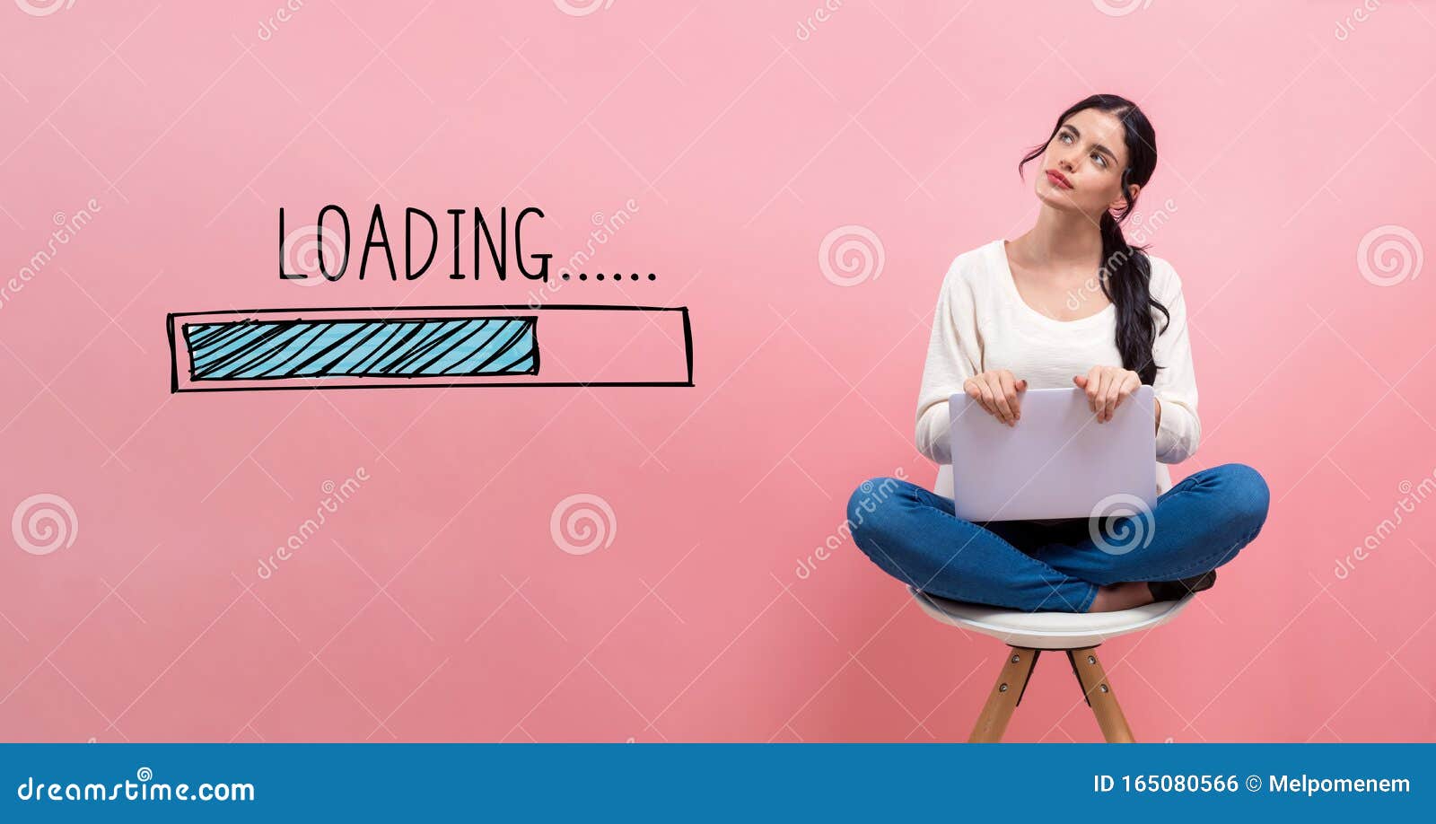 Loading Concept with Woman Using a Laptop Stock Photo - Image of future ...