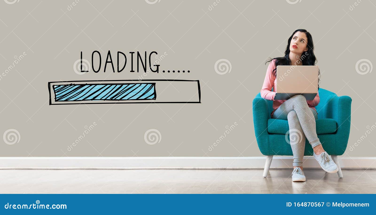 Loading Concept with Woman Using a Laptop Stock Image - Image of person ...