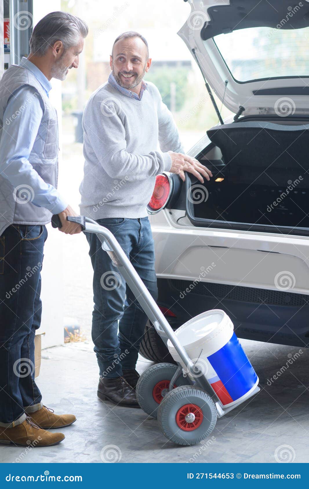 Loading Container into Boot Car Stock Image - Image of cyliner, friends ...