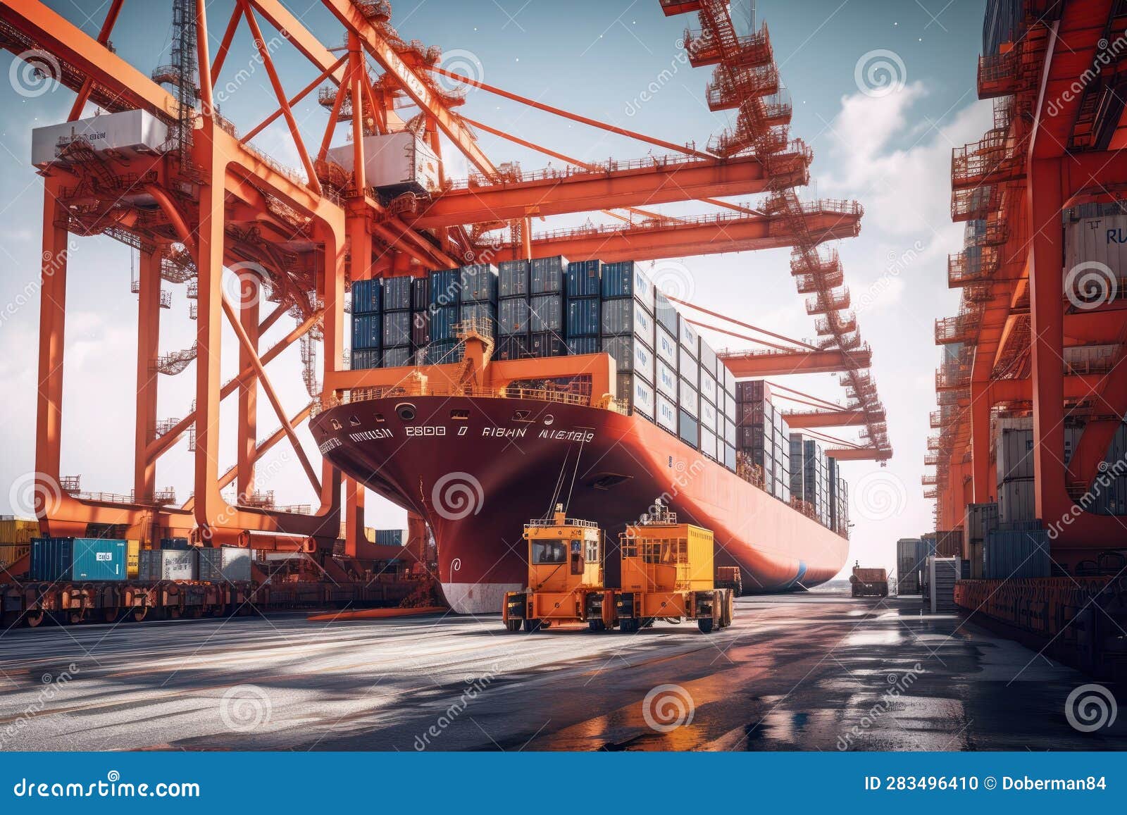 Loading a Container Ship at Cargo Berth of the Seaport Using Port ...