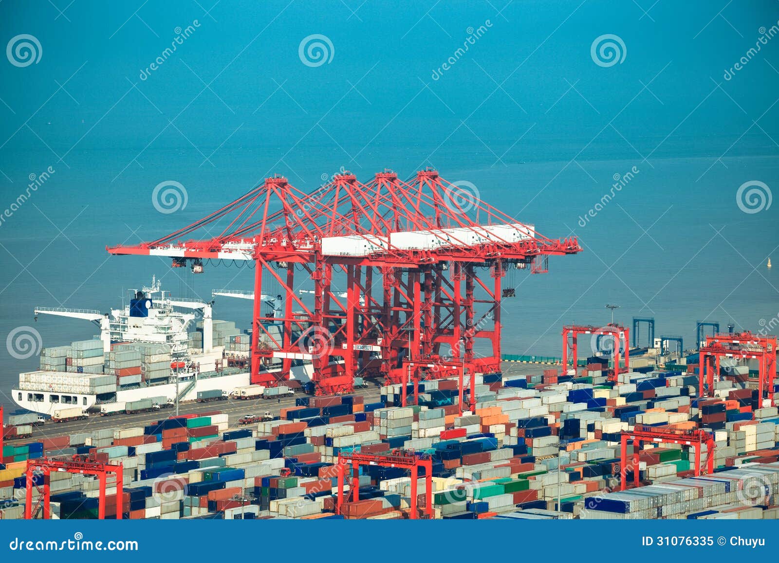 Loading container ship stock image. Image of seaport - 31076335