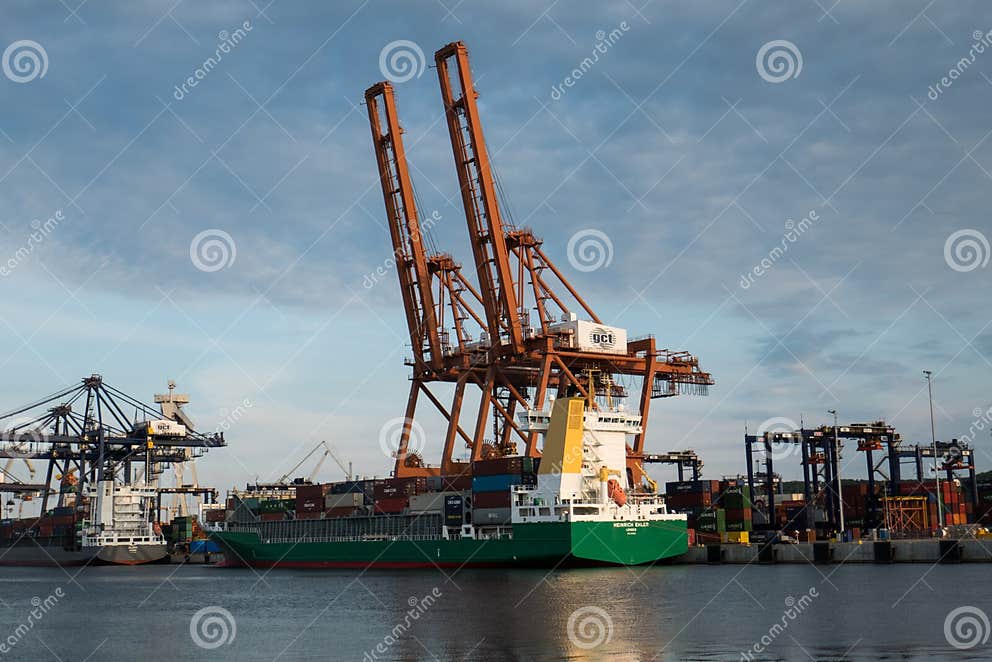 Container Ships at the Port of Gdynia, Poland. Editorial Stock Photo ...