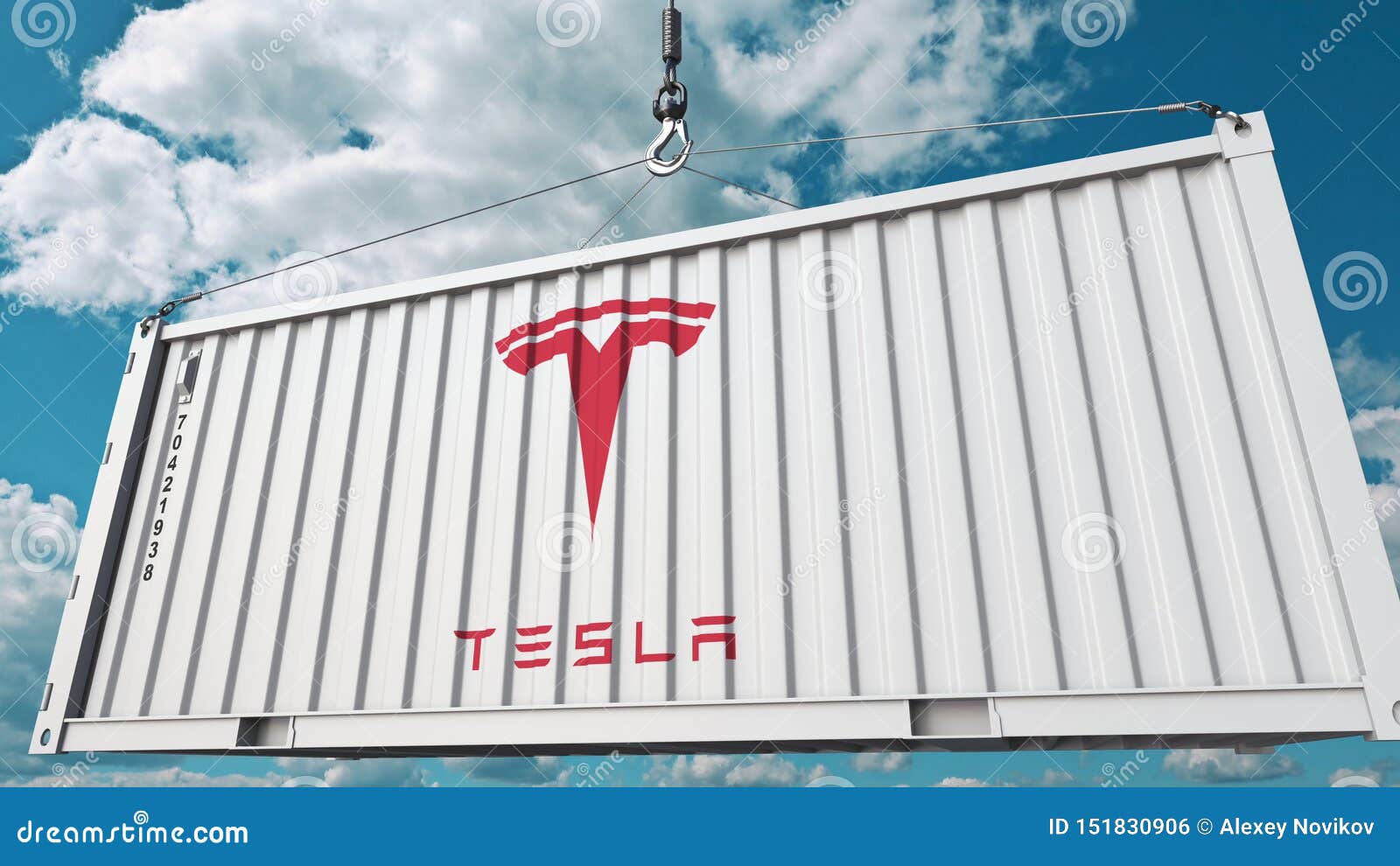 Loading Container with Tesla Logo. Editorial 3D Rendering Editorial ...