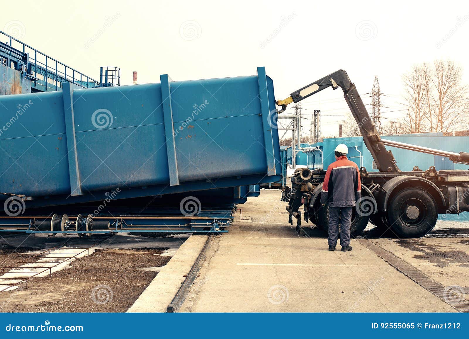 Loading Container with Waste To a Special Machine for Subsequent ...