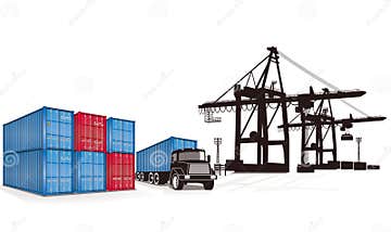 Loading containers stock vector. Illustration of truck - 22111503