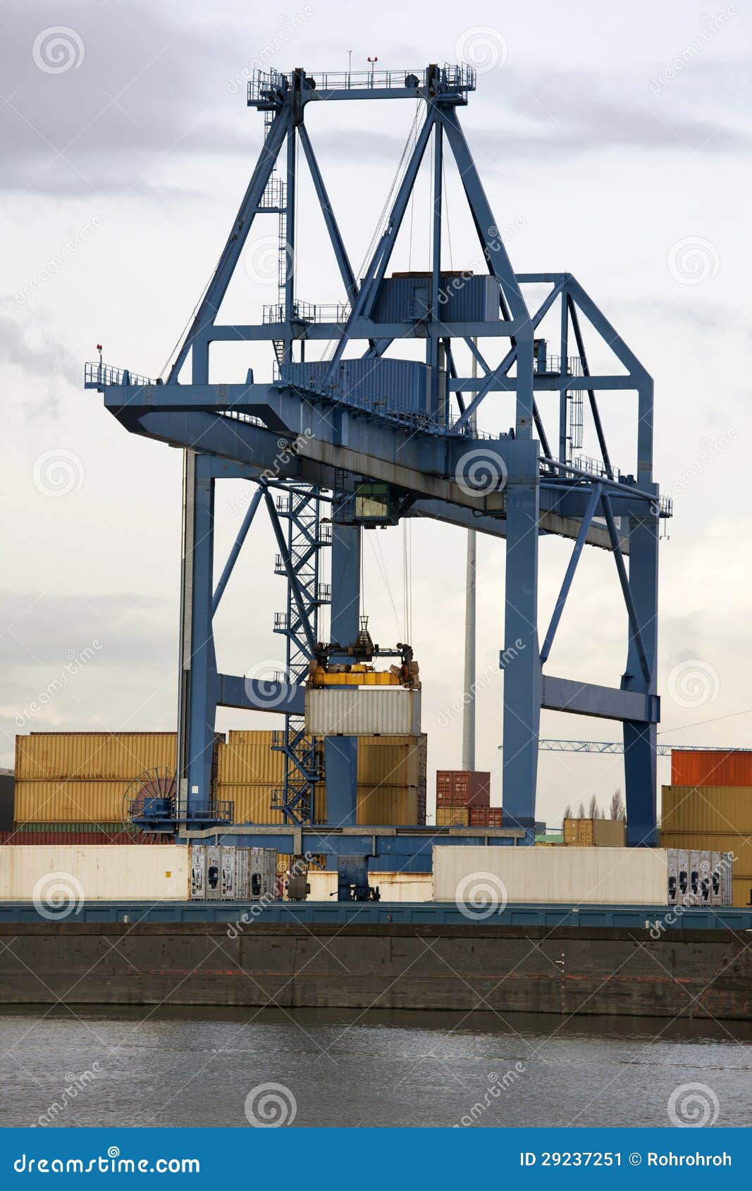 Loading Containers in a Barge Stock Image - Image of barge, industrial ...